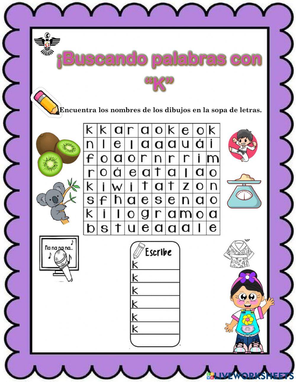 Sopa de letra k | Free Interactive Worksheets | 1964731