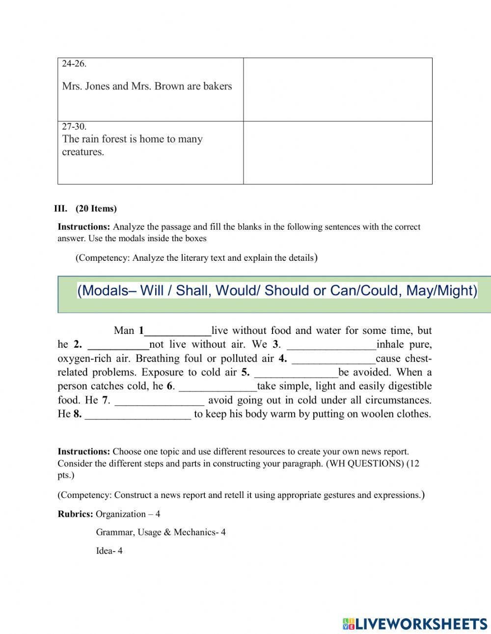 3rd Quarter Exam English 4 1964779 | Norly Grace