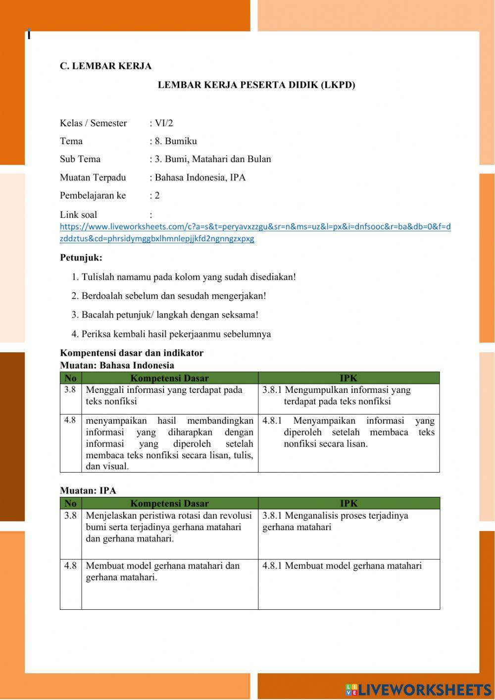 Kelas 6 1965674 | 1200210906 | Live Worksheets