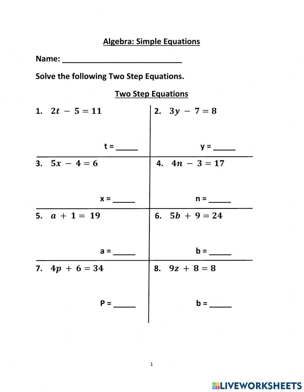 Worksheet On Two Step Equations Mastering The Fundamentals