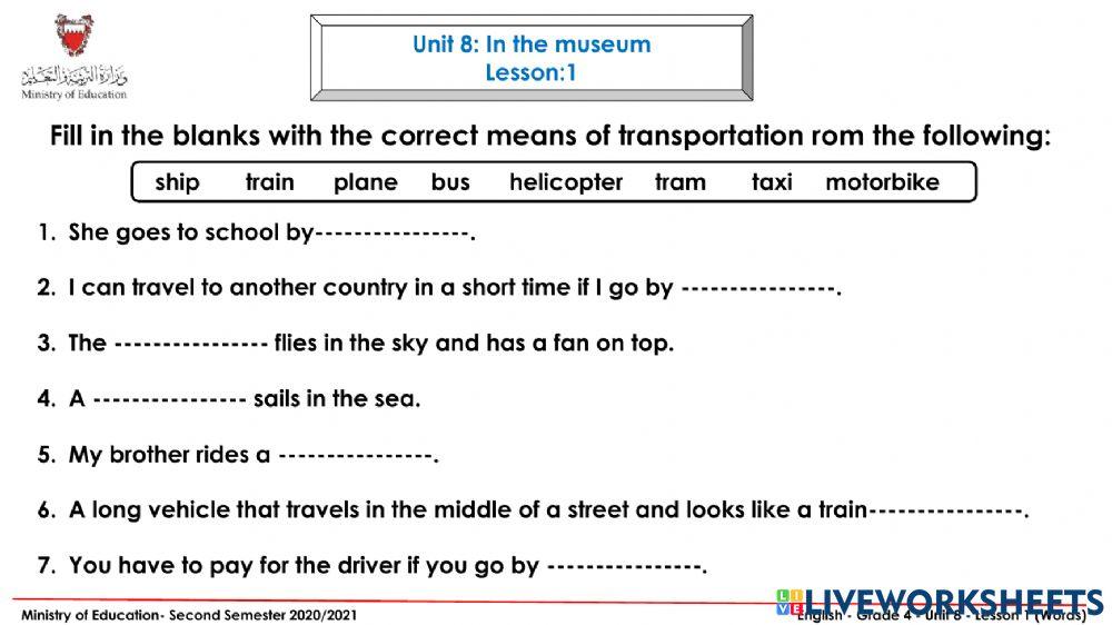 Unit 8 lesson 1 worksheet for Grade 4 | Live Worksheets