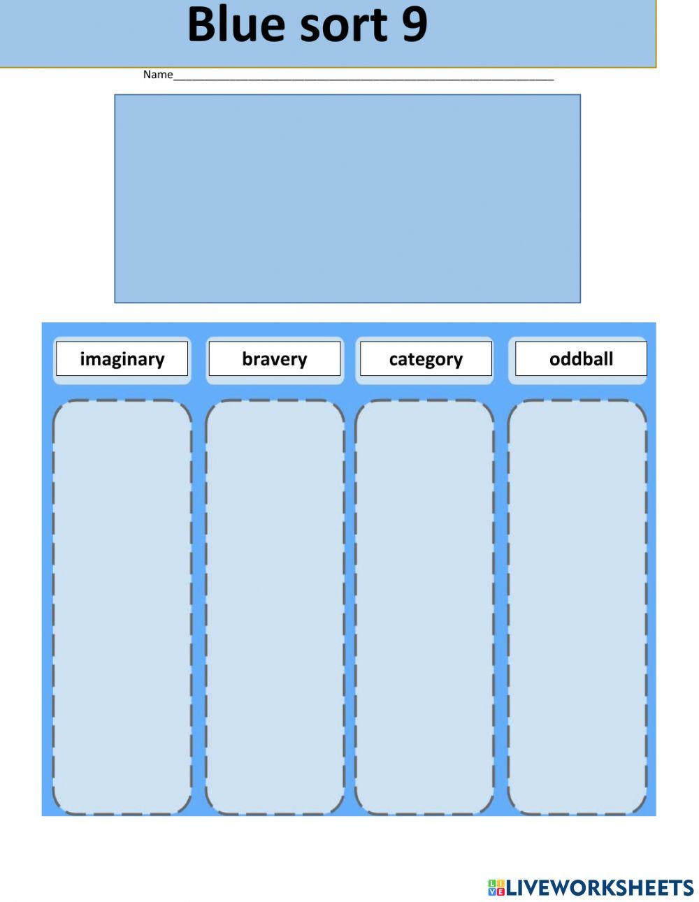 Words Their Way Blue Sort 9 worksheet | Live Worksheets