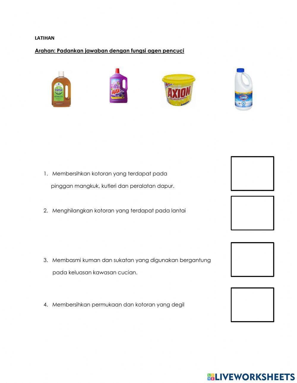 LATIHAN FUNGSI AGEN PENCUCI online exercise for | Live Worksheets