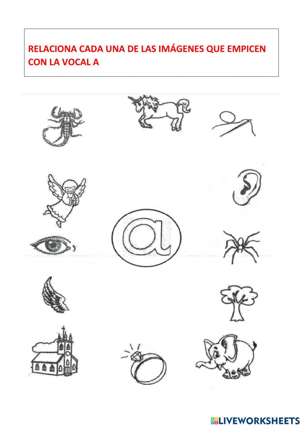 Identifica a la vocal a worksheet | Live Worksheets