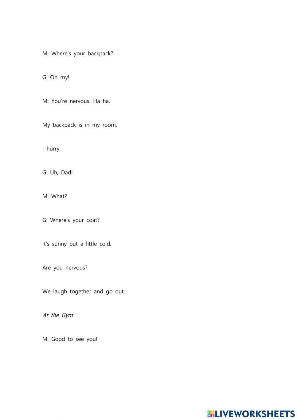 Reading Out Loud practice 1과읽기 연습 online exercise for | Live Worksheets