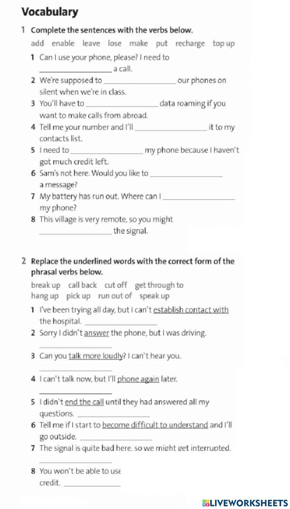 Using Mobiles Vocabulary worksheet | Live Worksheets
