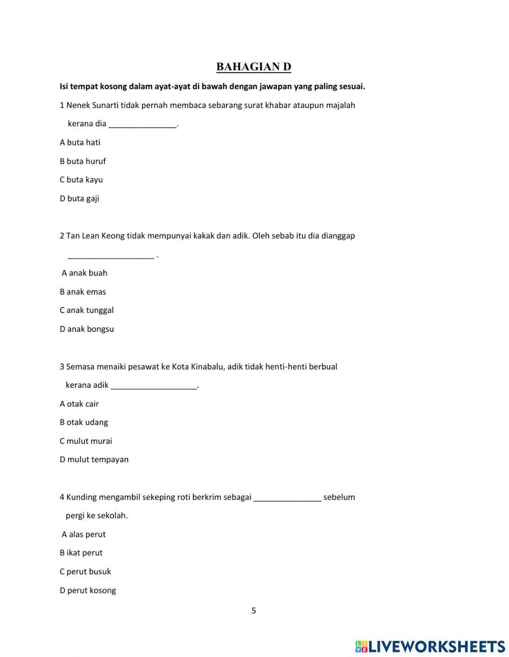 TAHUN 7 (CPA 1) online exercise for | Live Worksheets