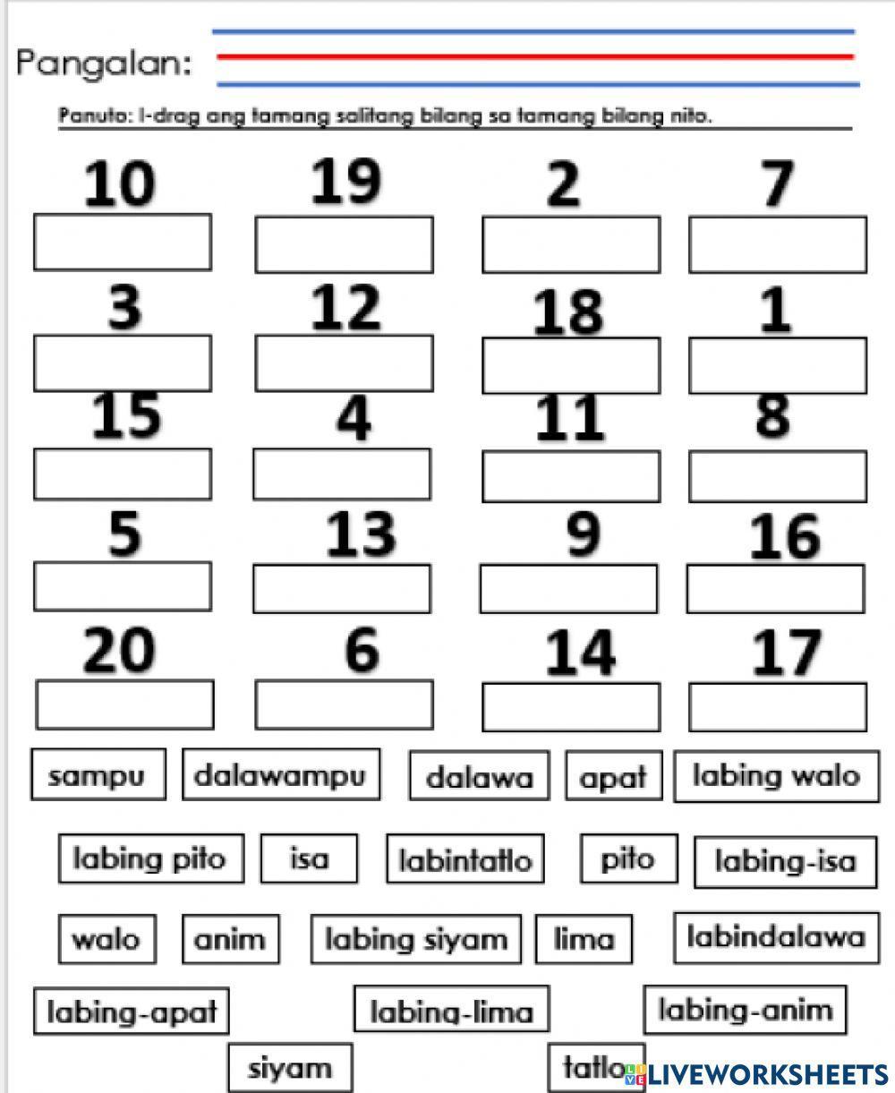 Salitang Bilang Worksheets For Grade 1 | Porn Sex Picture