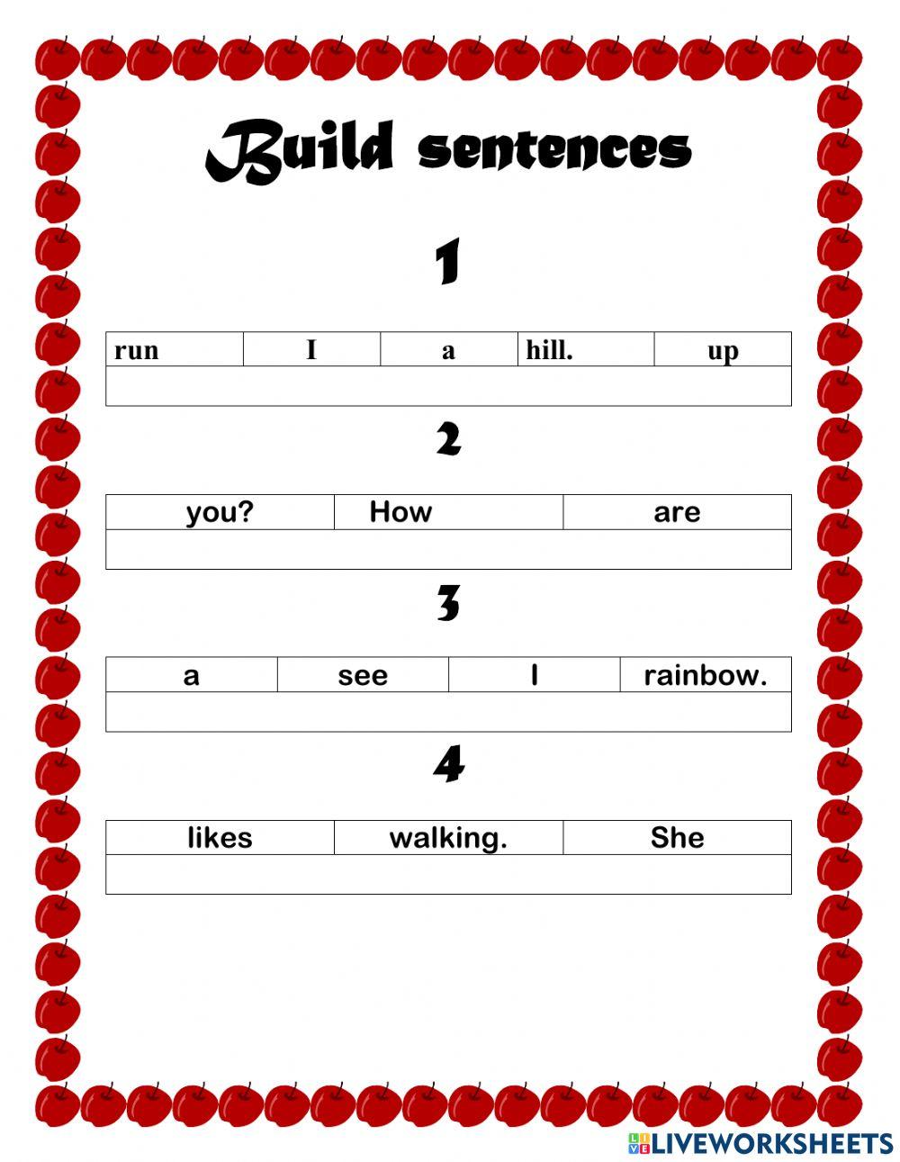 Reorder the words online exercise | Live Worksheets