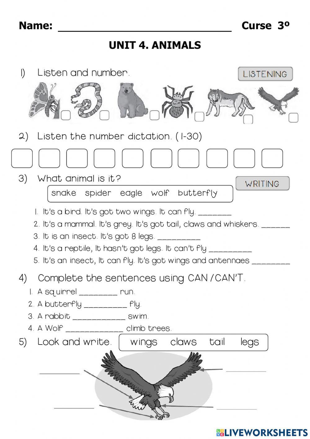 BEEP 3º. UNIT 4 ANIMALS online exercise for | Live Worksheets