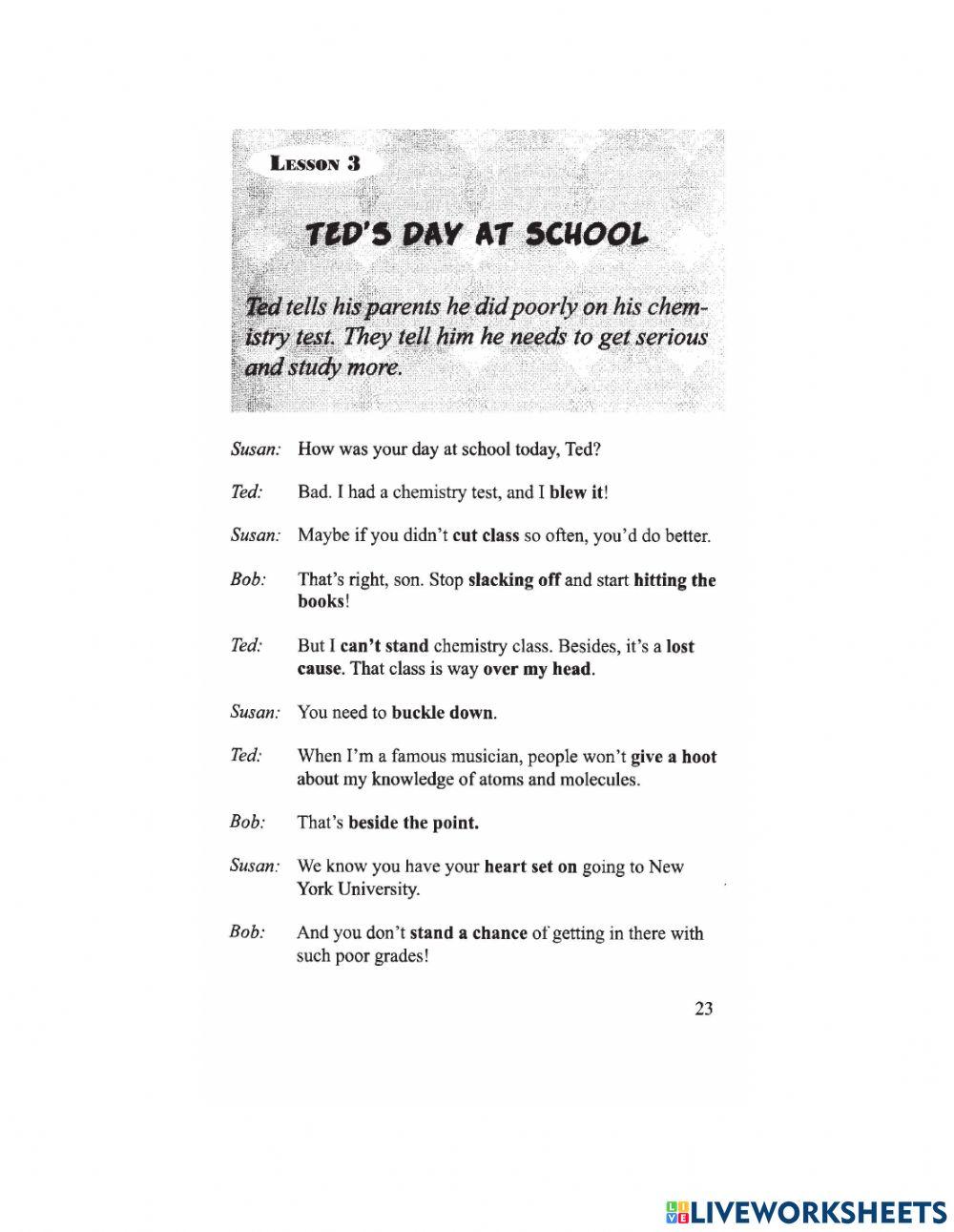 SLAA lesson 3 | Free Interactive Worksheets | 1971036