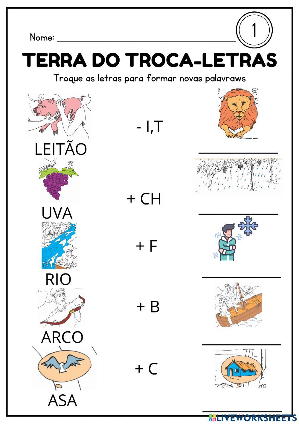 Terra do Troca-Letras worksheet | Live Worksheets