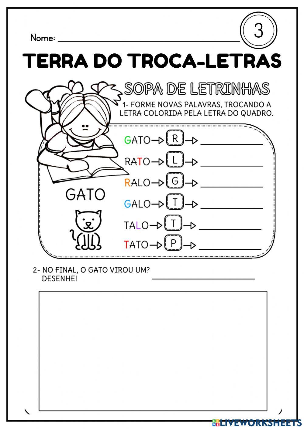 Troca-letras activity | Live Worksheets