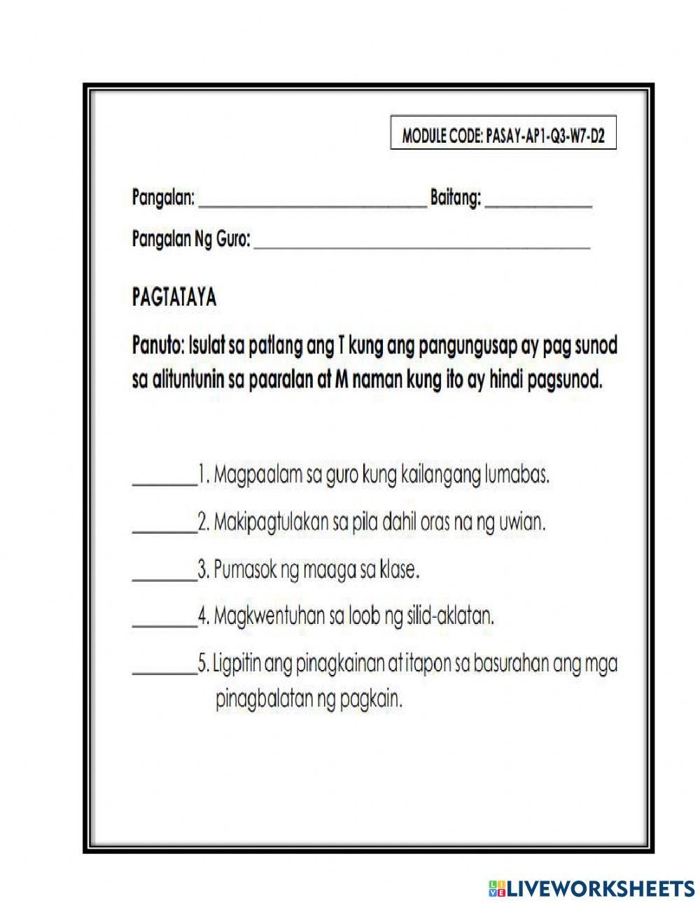 1969148 | Tuntunin | Anne0702 | LiveWorksheets