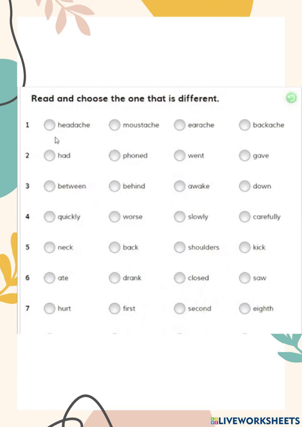 Differences online activity | Live Worksheets