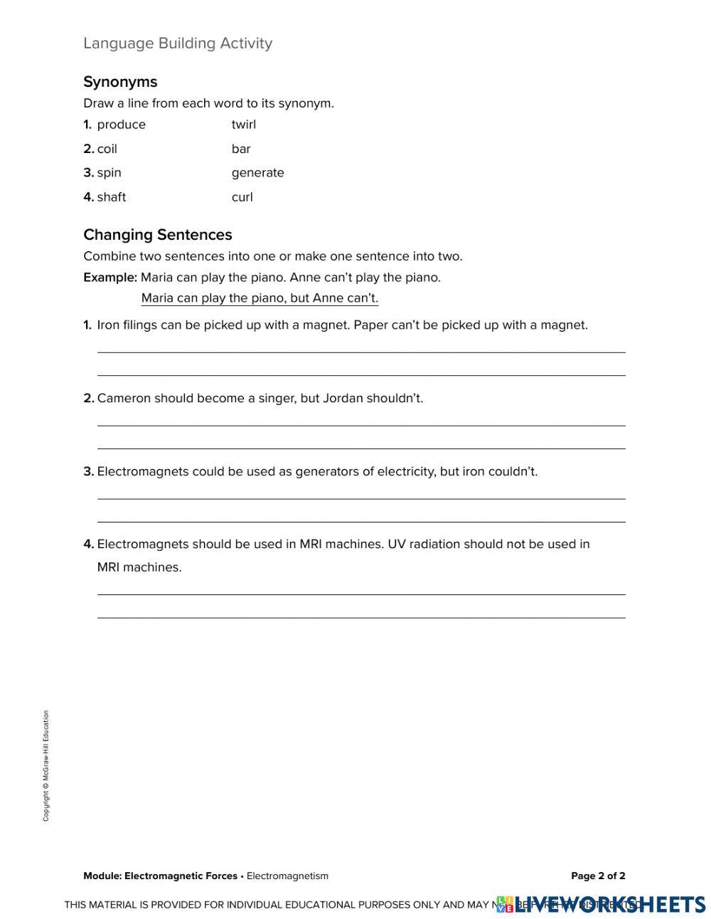 Lesson 4 Electromagnetism worksheet | Live Worksheets