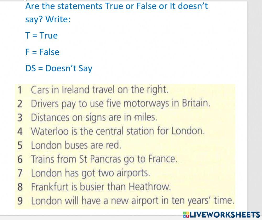 Transport in Britain interactive worksheet | Live Worksheets