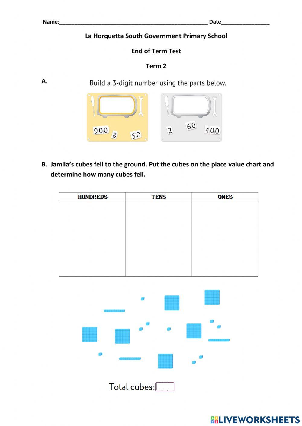 Mathematics 2nd term test online exercise for | Live Worksheets