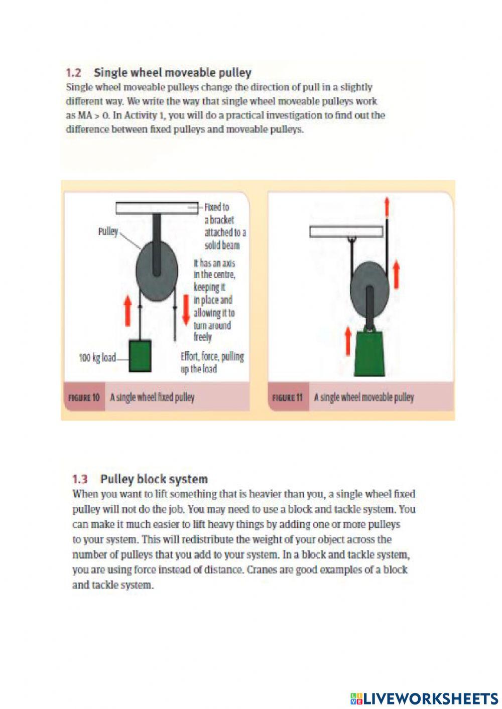 Unit 3 Investigation Skill Mechanical System worksheet | Live Worksheets