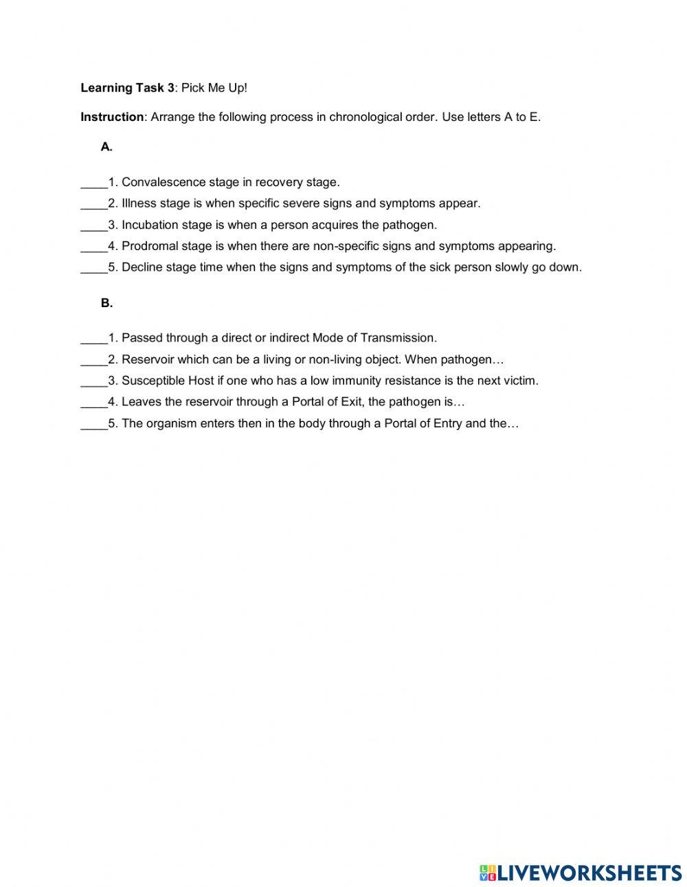 Learning Task 3 (HEALTH week 7) online exercise for | Live Worksheets