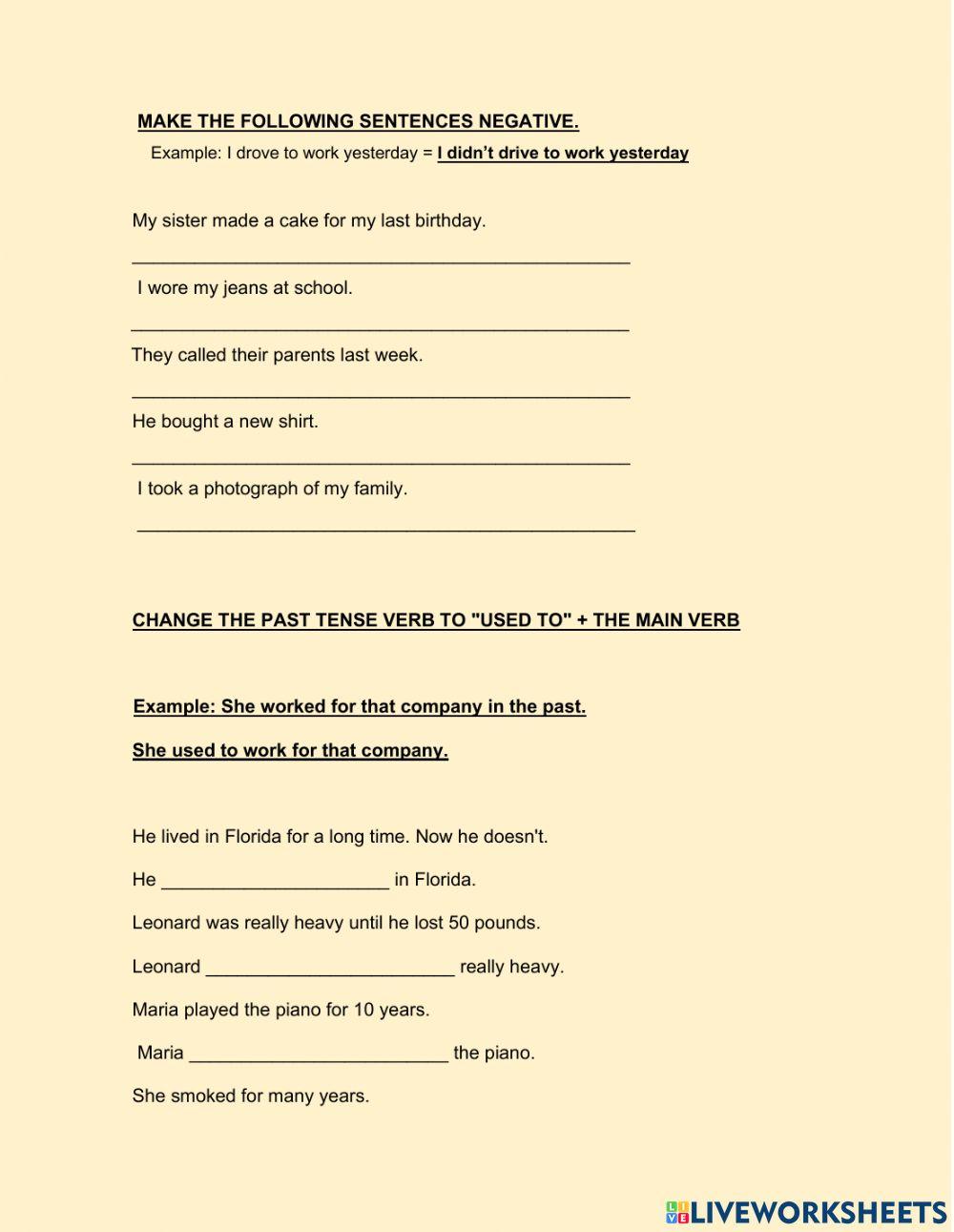 simple past exam v2 online exercise for Pre intermediate | Live Worksheets