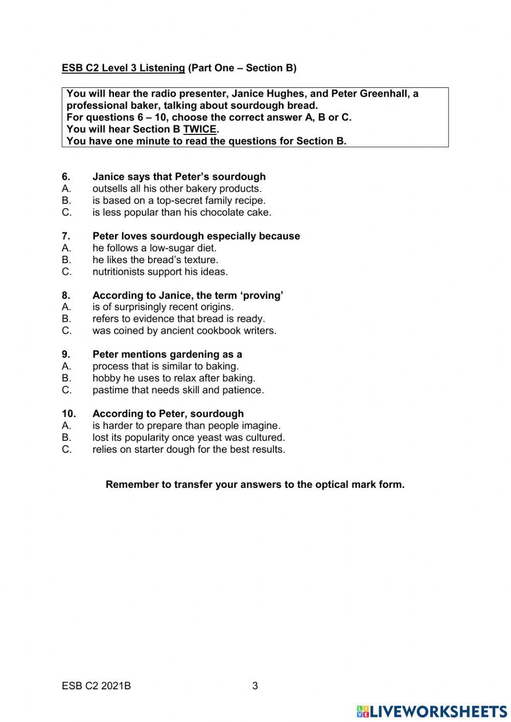 ESB C2 2021B LI… | Free Interactive Worksheets | 2196315