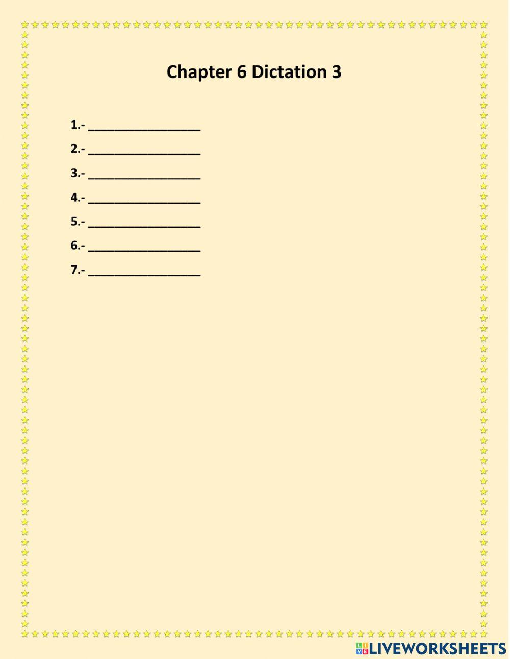 Chapter 6 dictation words 21-27 6th grade online exercise for | Live ...