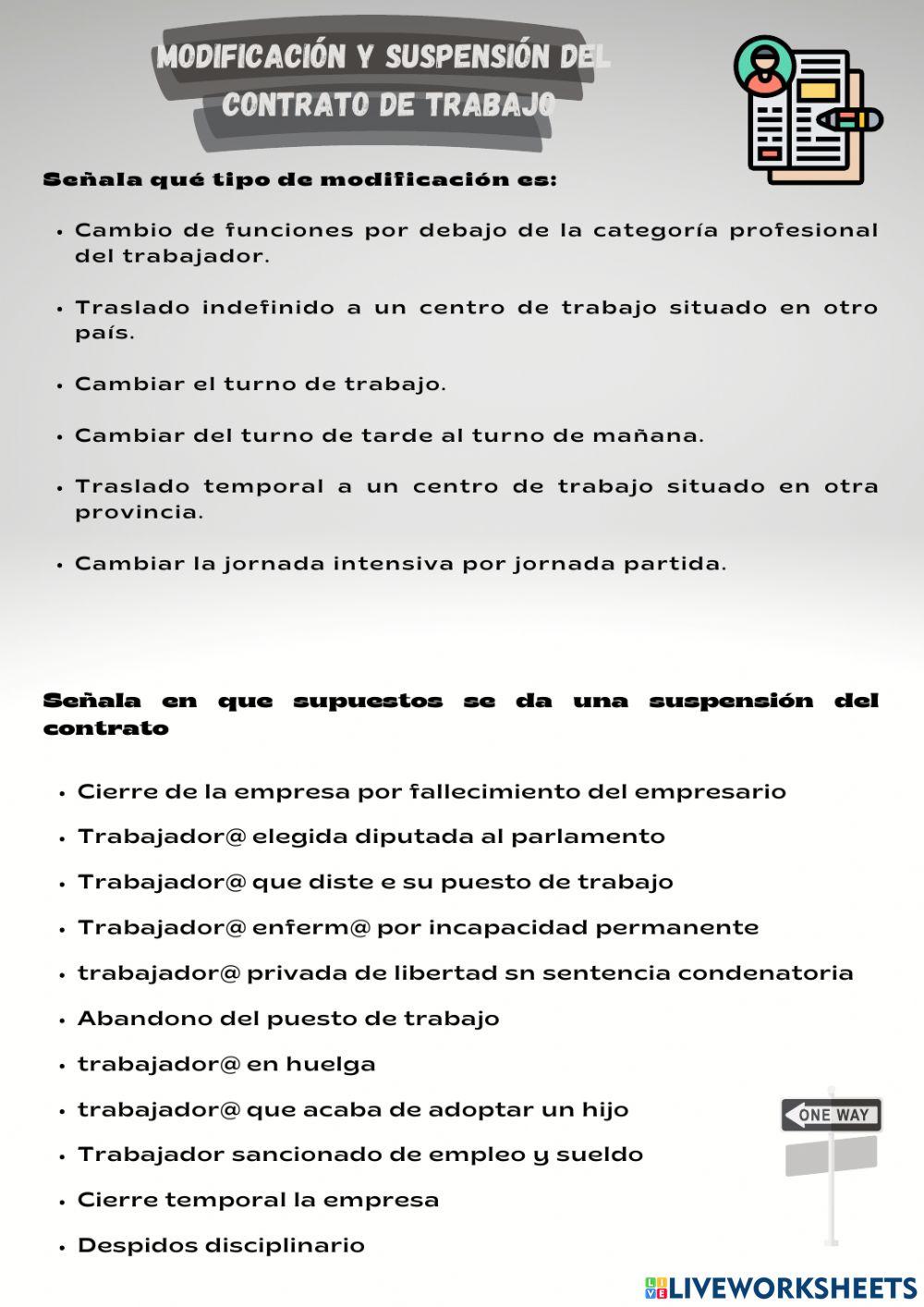 Moidficacion y suspension worksheet | Live Worksheets