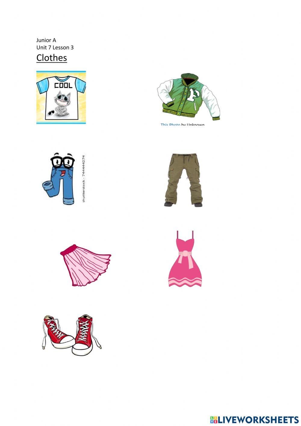 Clothes online exercise for Junior b | Live Worksheets