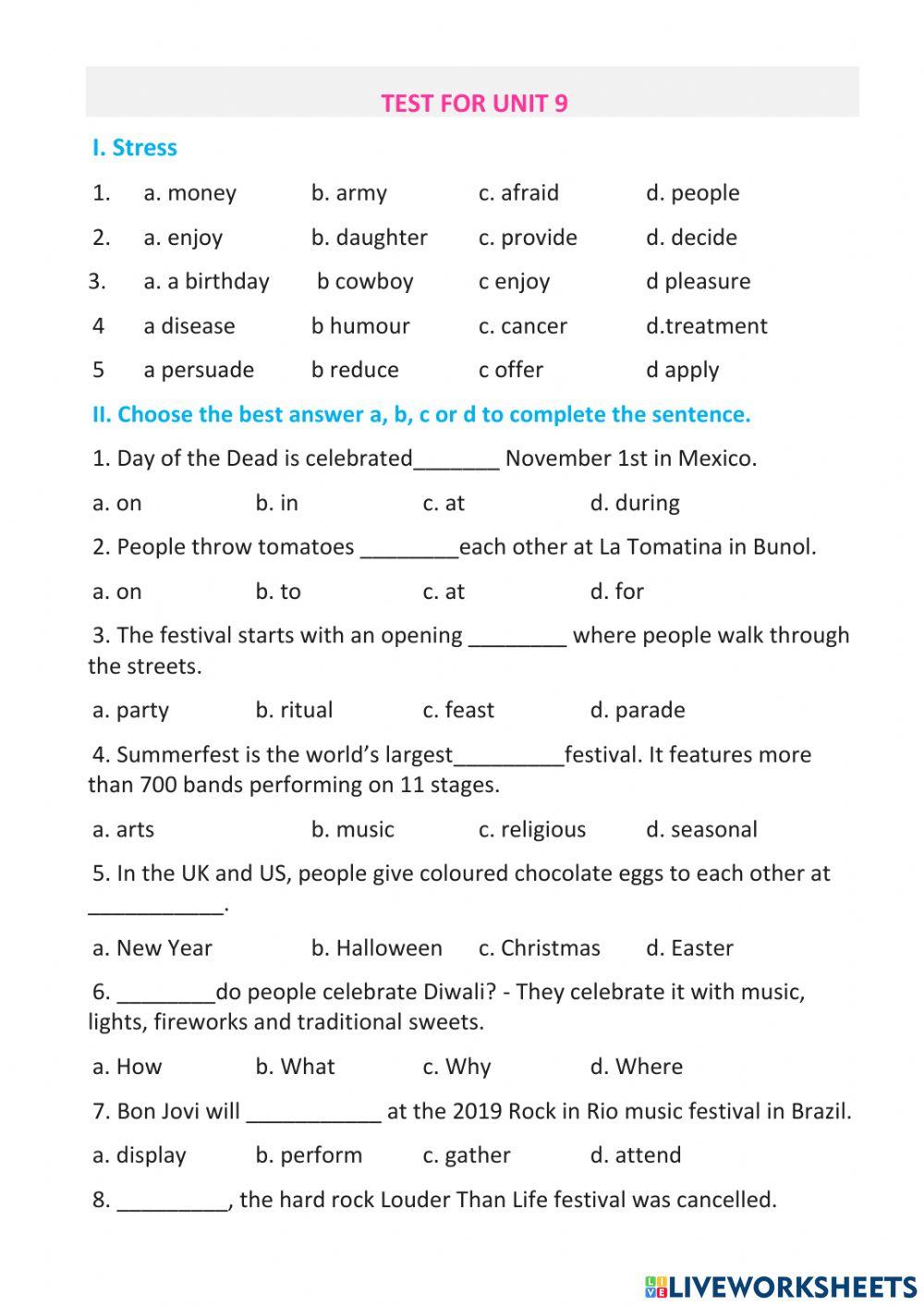 U9 interactive exercise for 7 | Live Worksheets