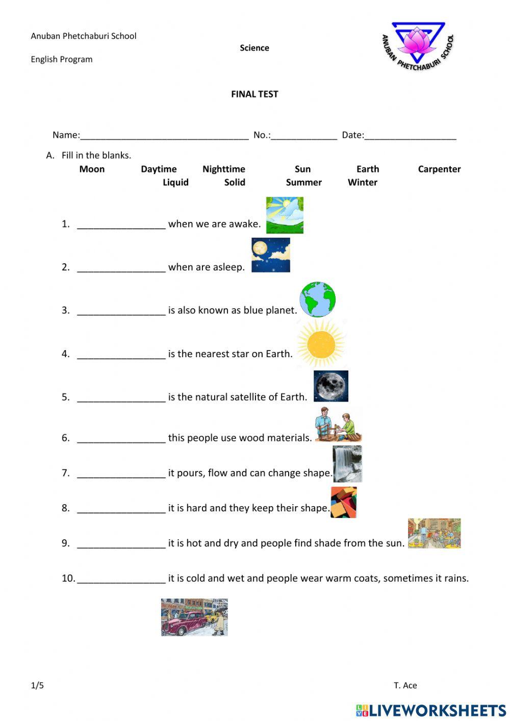 p1 2nd term final test online exercise for | Live Worksheets