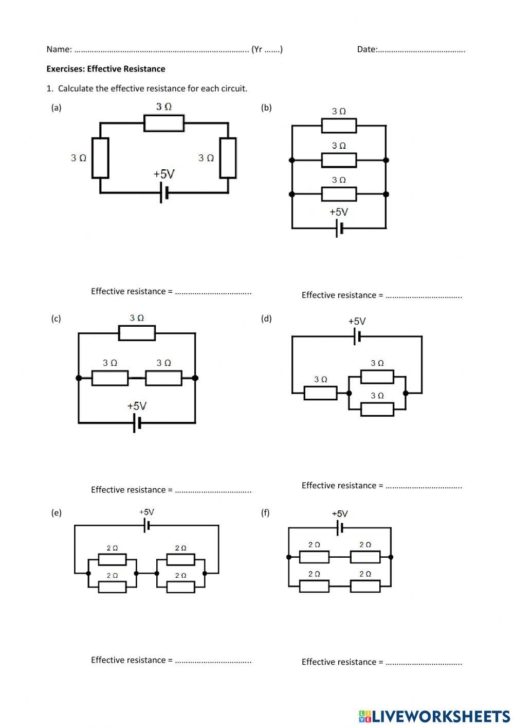 Calculating Resistance Worksheets Calculating Resistance Worksheets