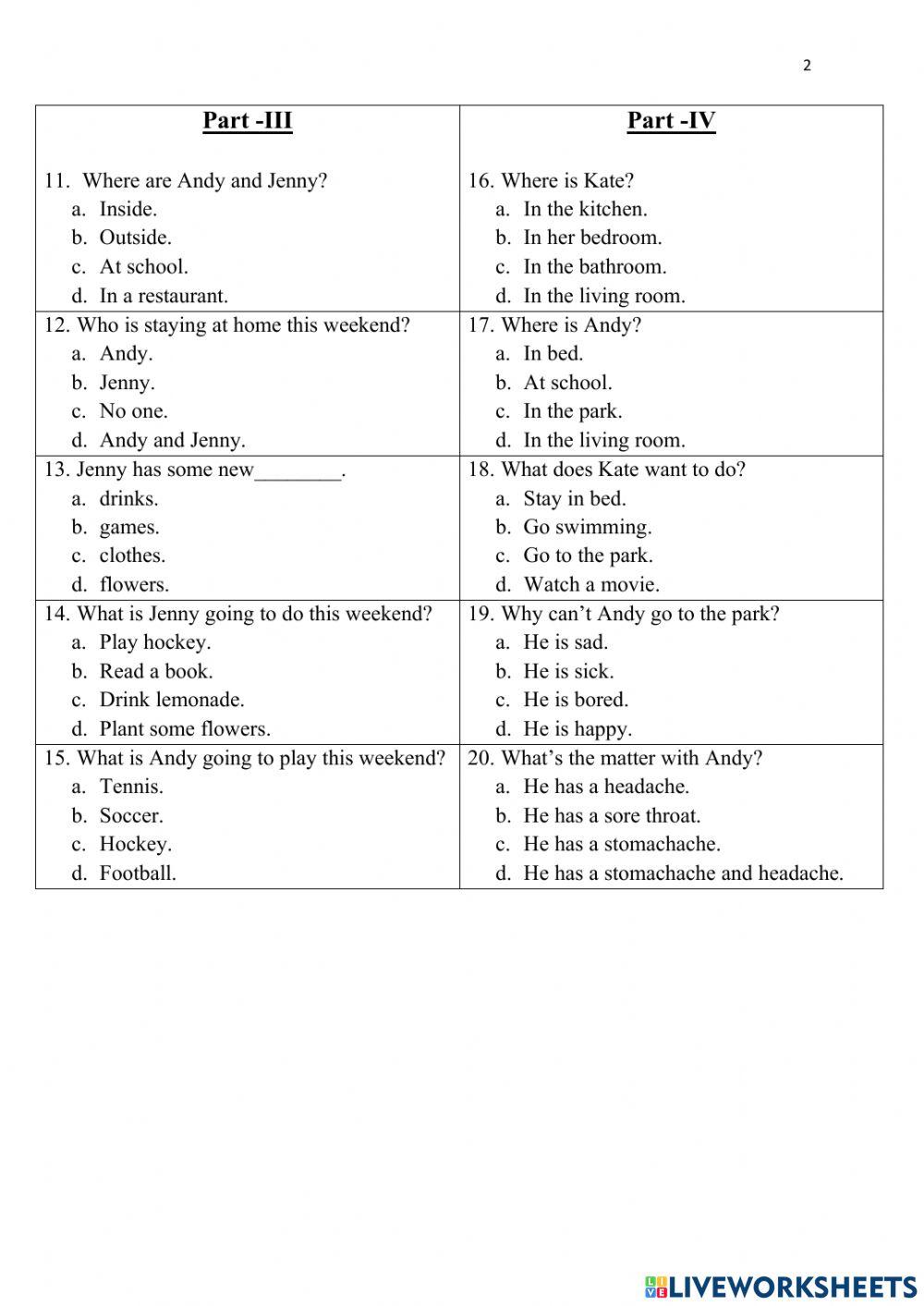 P4 Final Test worksheet | Live Worksheets
