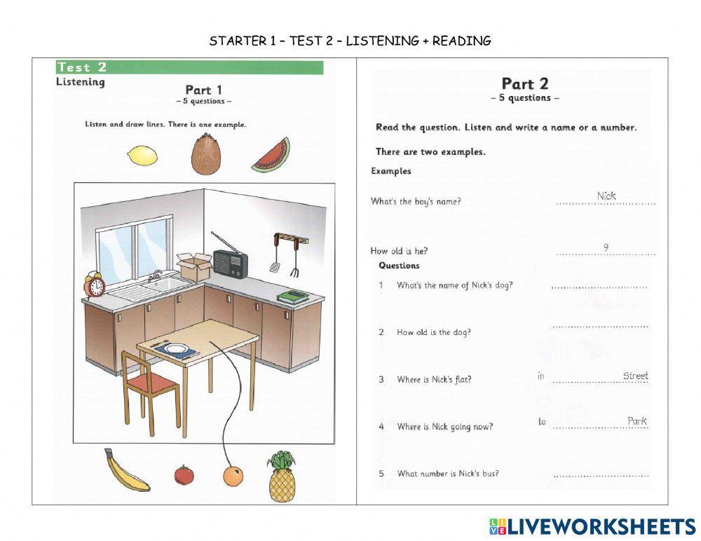 Starter 1 - tes… | Free Interactive Worksheets | 1913158
