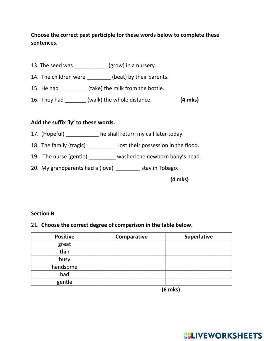 Std 3 Mid online exercise for | Live Worksheets