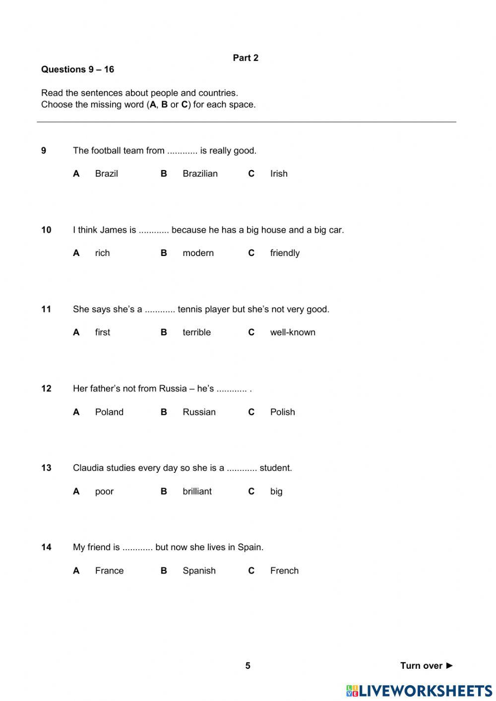Test 2 unit 1 | Free Interactive Worksheets | 1913424