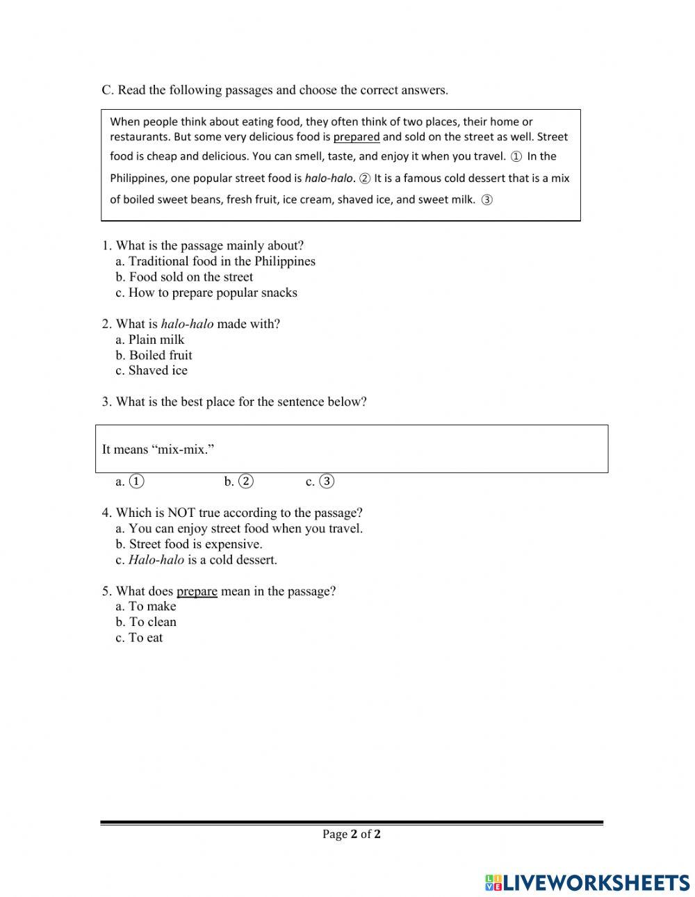 Week 3 Homework -3 worksheet | Live Worksheets