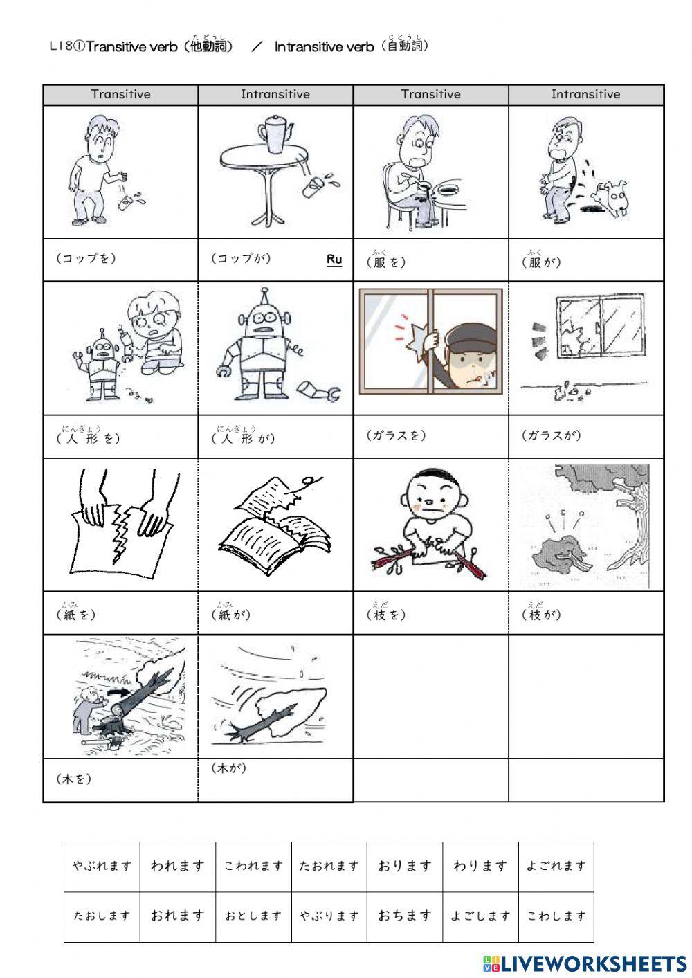 transitive verb intransitive verb online exercise for | Live Worksheets