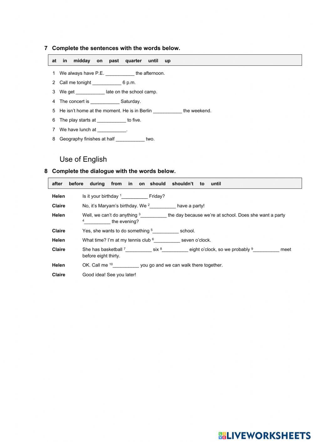 Progress Test U… | Free Interactive Worksheets | 6843852