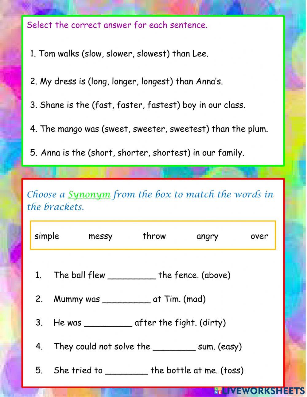 Vocabulary, Word Study weekly Test online exercise for | Live Worksheets