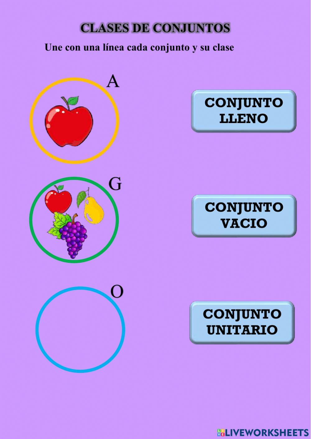 Clases de conjuntos online pdf activity | Live Worksheets