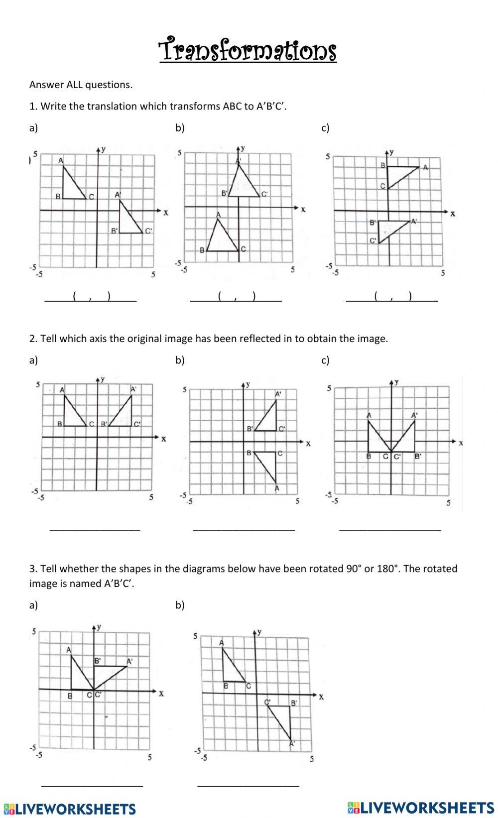 Transformations 0353 | Iricka Dixon | Live Worksheets
