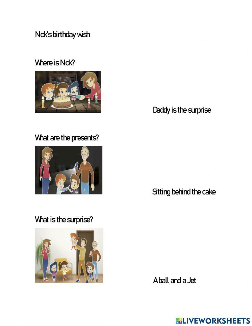 Nick's birthday… | Free Interactive Worksheets | 1971719