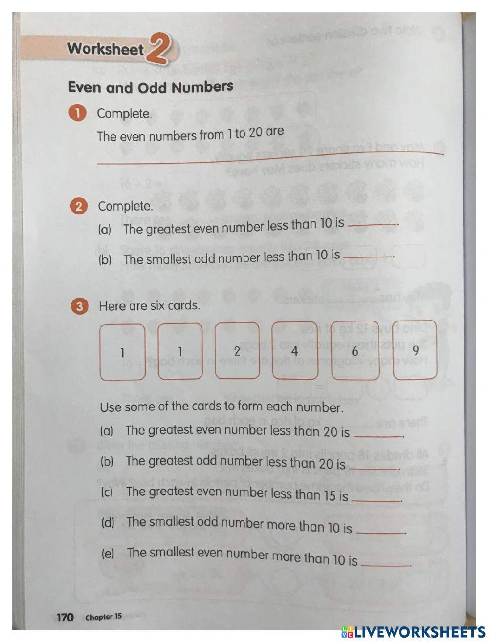 Maths Odd Even worksheet | Live Worksheets
