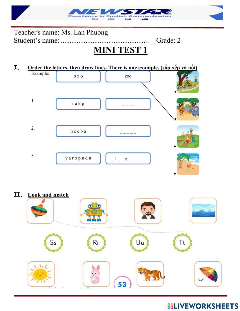 Grade 2-mnt1 interactive worksheet | Live Worksheets