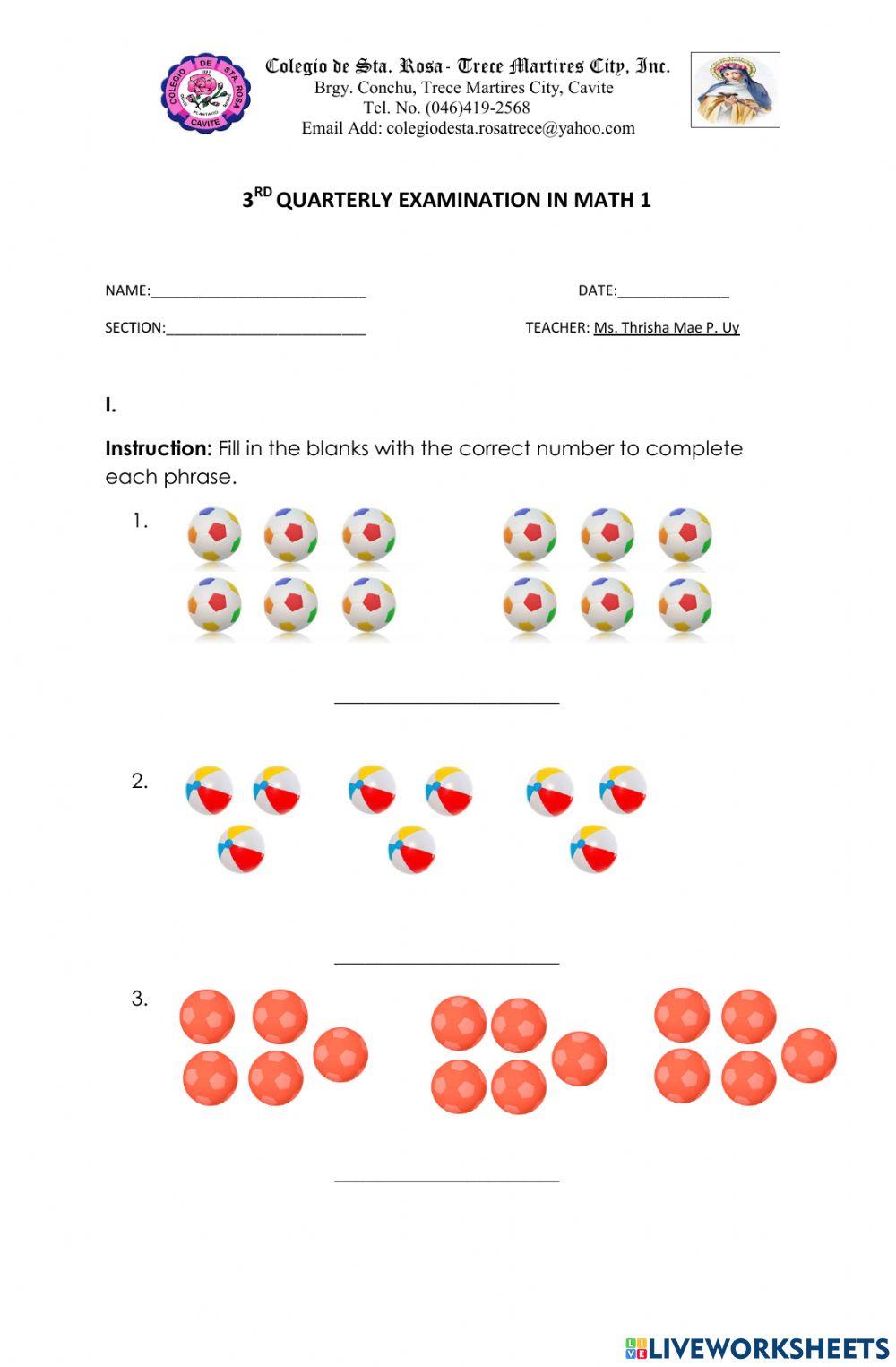 3rd Quarterly Exam interactive worksheet | Live Worksheets
