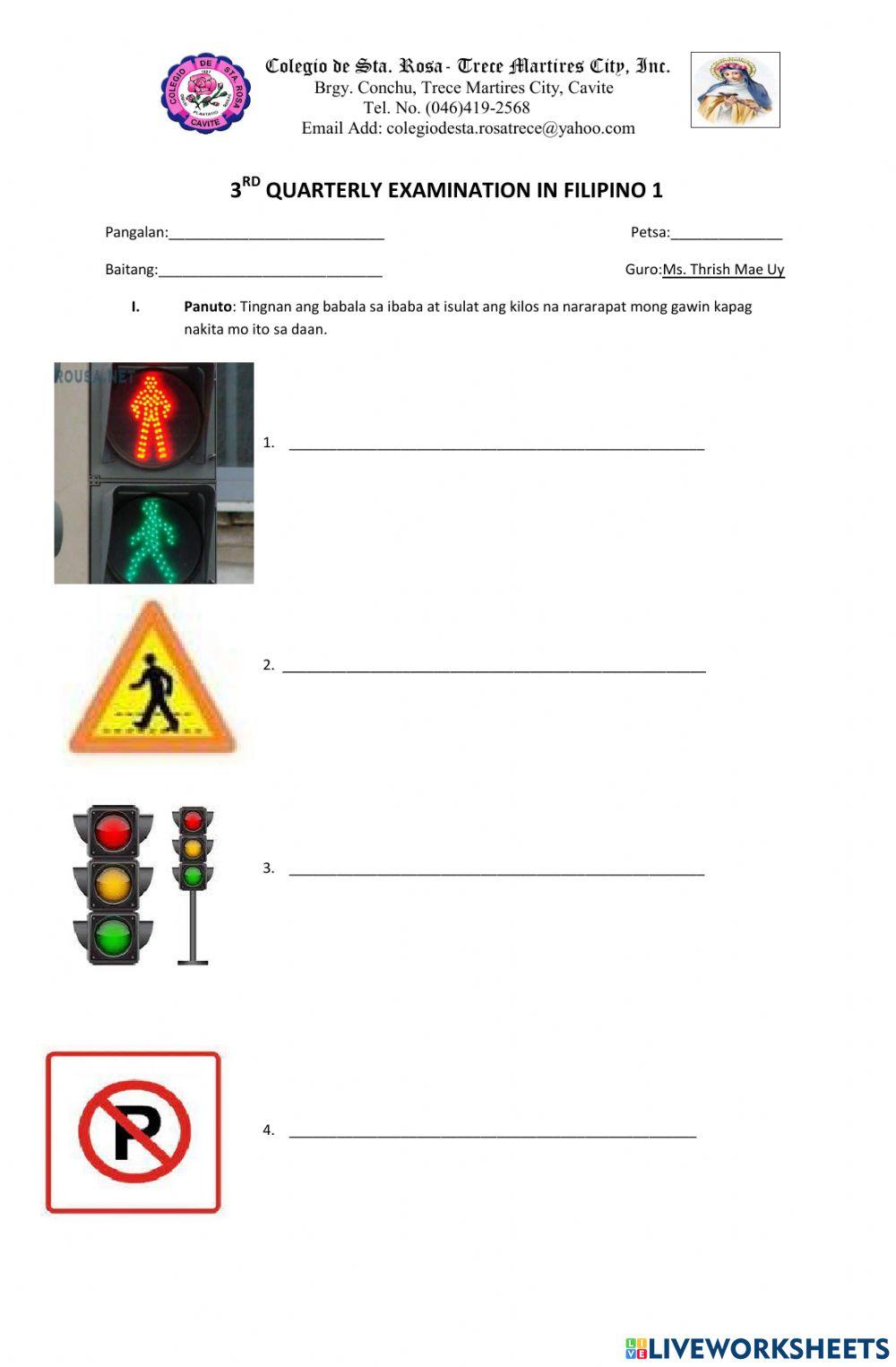3rd Quarterly Exam exercise | Live Worksheets