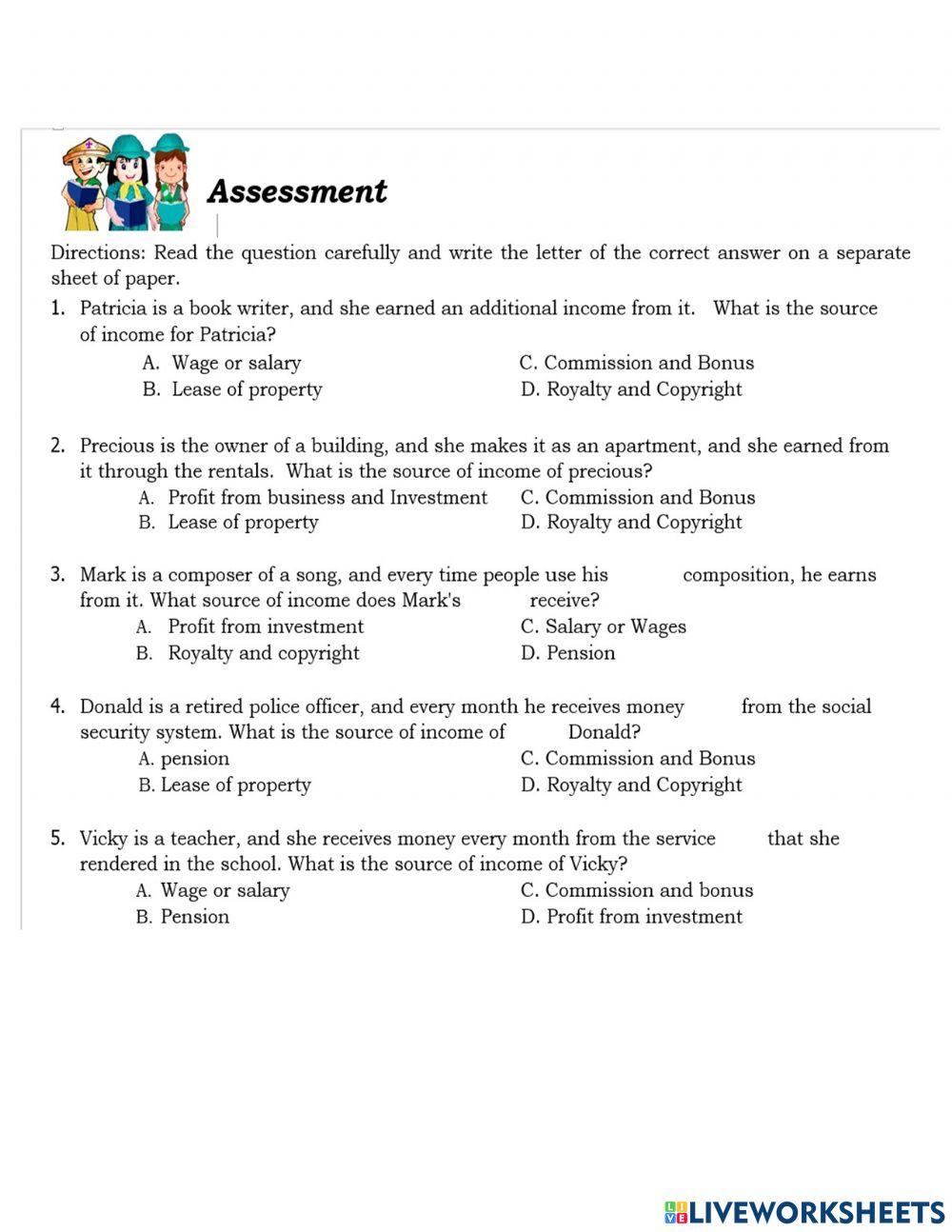 Home Economics-Family Income online exercise for | Live Worksheets