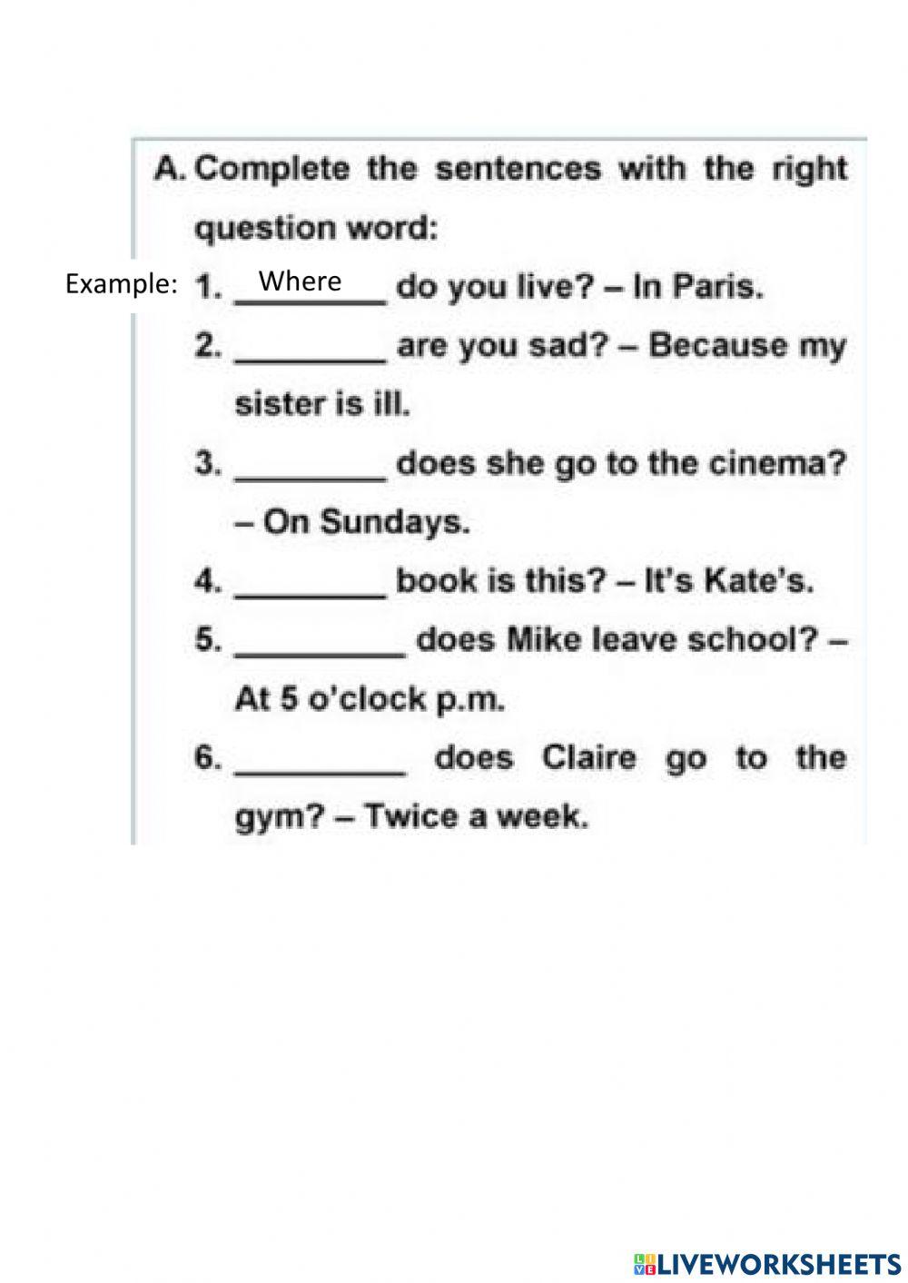 Homework 2 online activity for adult | Live Worksheets