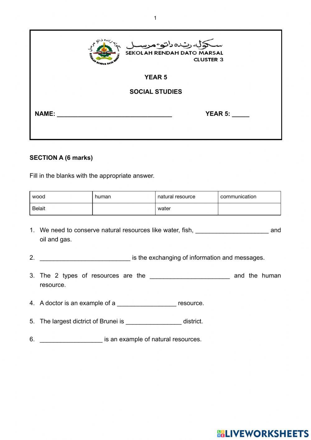 Year 5 revision… | Free Interactive Worksheets | 6858104